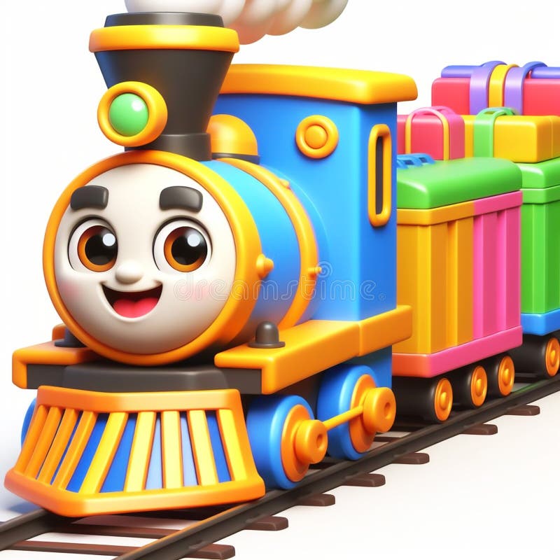 Funny Train Cartoon with Colorful Carriages. AI Generated Stock ...