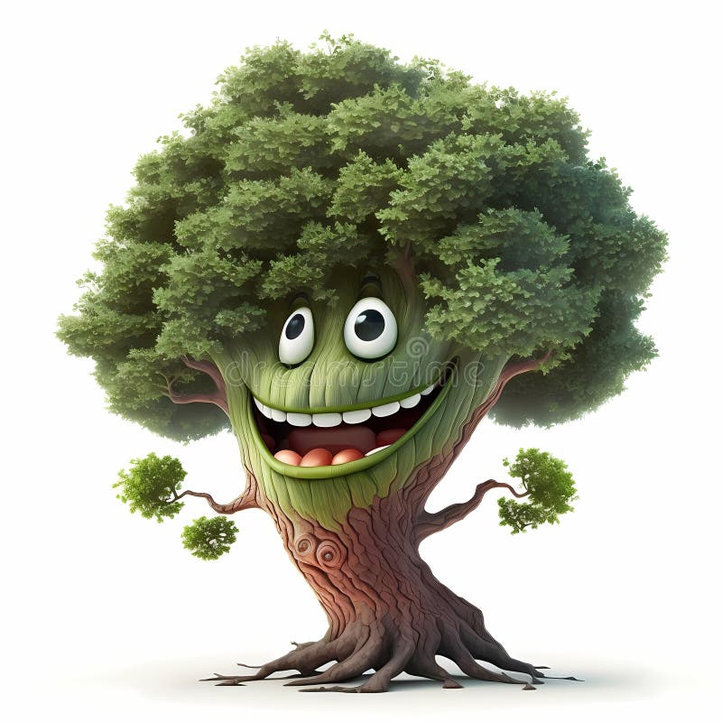 Funny Tree Cartoon. Generative AI Stock Illustration - Illustration of ...