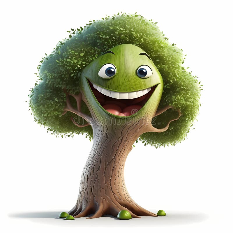 Funny Tree Cartoon. Generative AI Stock Illustration - Illustration of ...