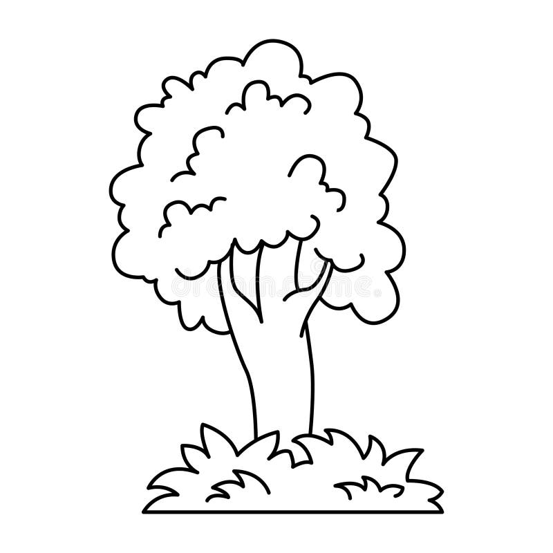 Funny Tree Cartoon Characters Vector Illustration. for Kids Coloring ...
