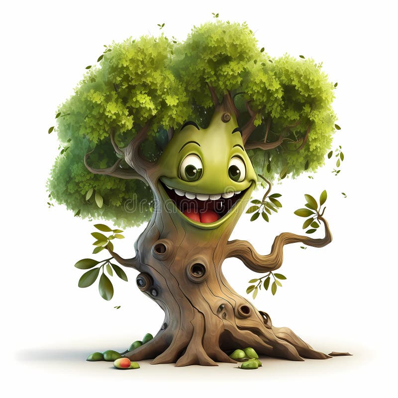 Funny Tree Cartoon. Generative AI Stock Illustration - Illustration of ...