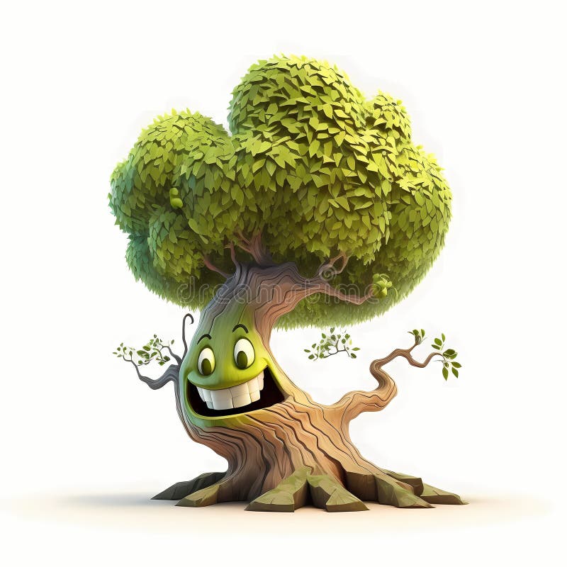 Funny Tree Cartoon. Generative AI Stock Illustration - Illustration of ...