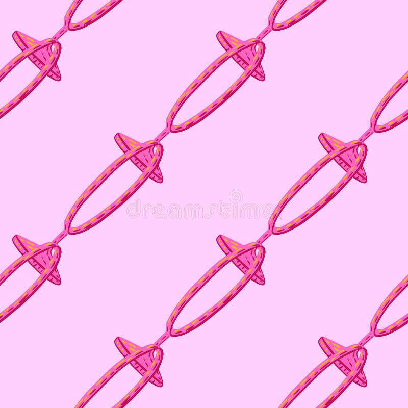 Funny Trick Seamless Pattern with Doodle Diagonal Pink Circus Ring ...
