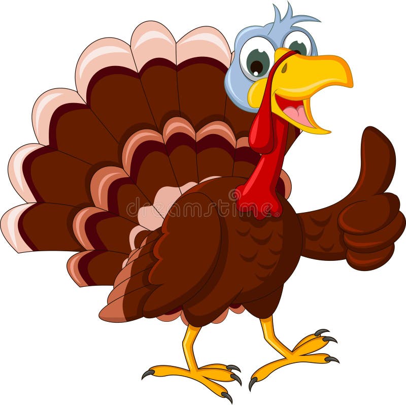 Funny Turkey Cartoon Thumb Up Stock Illustration - Illustration of cute ...