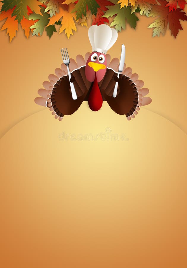 Funny Turkey with Chef S Hat Stock Illustration - Illustration of ...