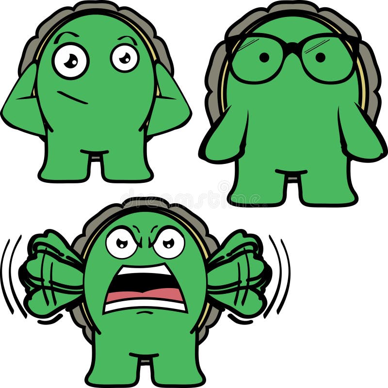 Funny Turtle Cartoon Expressions Pack Collection Stock Illustration ...