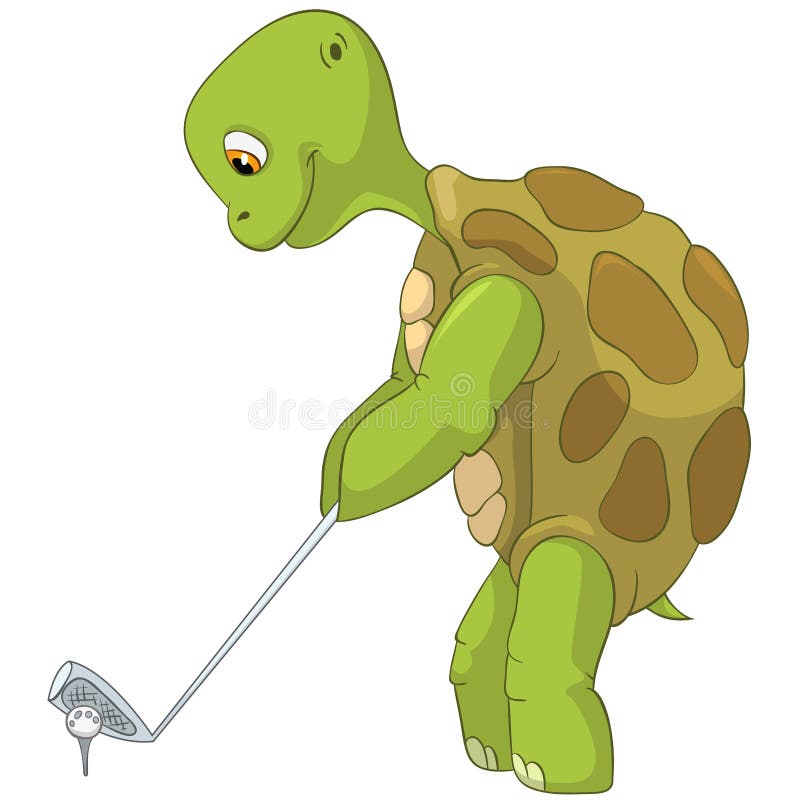 Funny Turtle. Golf Player. stock vector. Illustration of adorable - 24673484