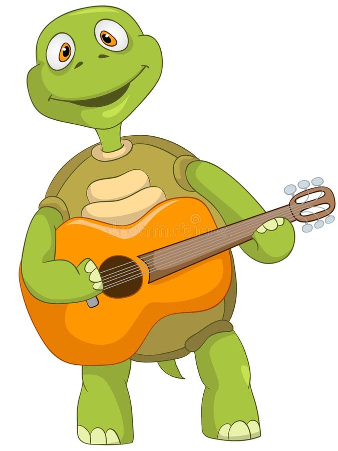 Tortoise Playing The Guitar Stock Illustration - Illustration of shell ...