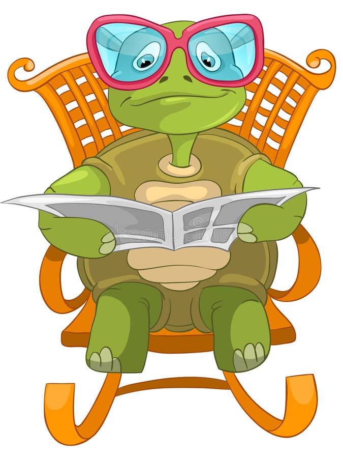 Funny Turtle Reading. stock vector. Illustration of cartoon - 24673739