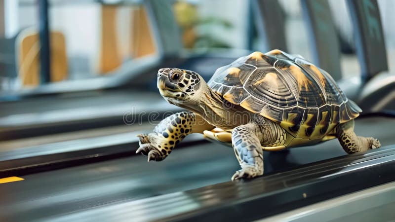 Funny Turtle Running on Treadmill in the Gym Stock Video - Video of ...