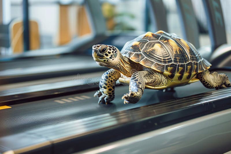 Funny Turtle Running on Treadmill in the Gym Stock Illustration ...