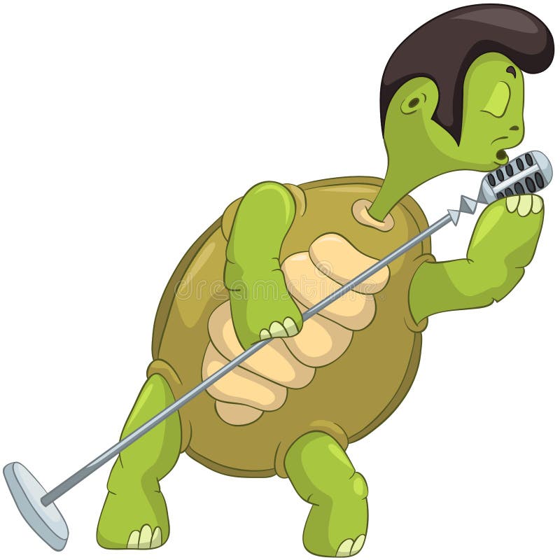 Funny Turtle Singing. stock vector. Illustration of happy - 24673796