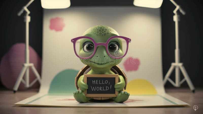 A Funny Turtle is Sitting in Celet S Hand Stock Illustration ...