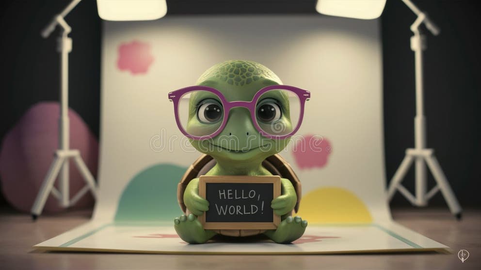 A Funny Turtle is Sitting in Celet S Hand Stock Illustration ...