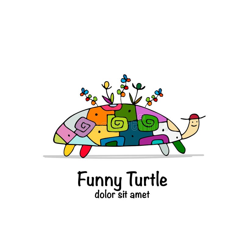 Funny Turtle, Sketch for Your Design Stock Vector - Illustration of ...