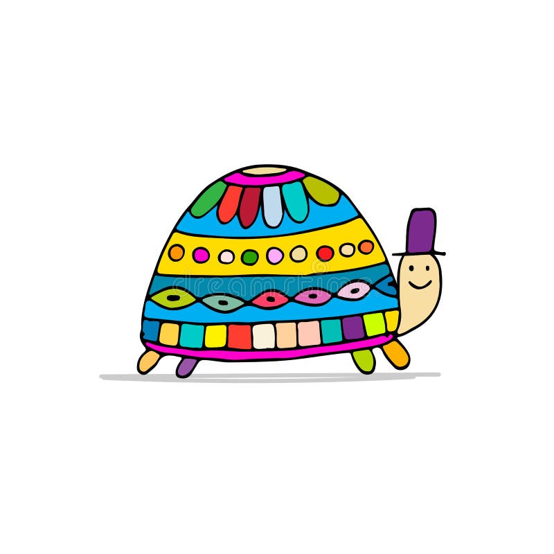 Funny Turtle, Sketch for Your Design Stock Vector - Illustration of ...