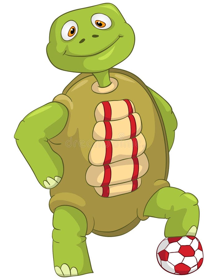 Funny Turtle. Soccer Player. Stock Vector - Illustration of happy ...