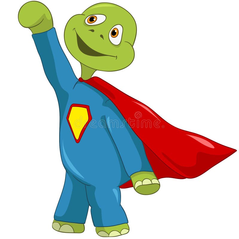 Funny Turtle. Superman. stock vector. Illustration of personality ...