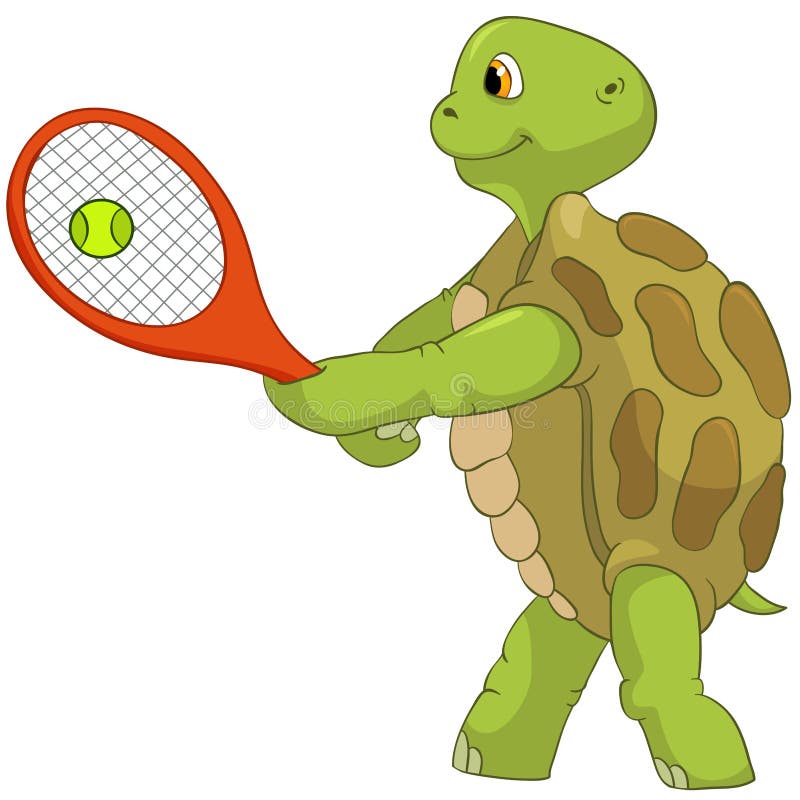 Funny Turtle. Tennis Player. Stock Vector - Illustration of adorable ...