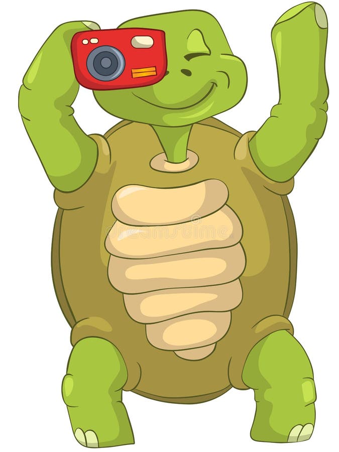 Funny Turtle. Tourist - Photographer. Stock Vector - Illustration of ...