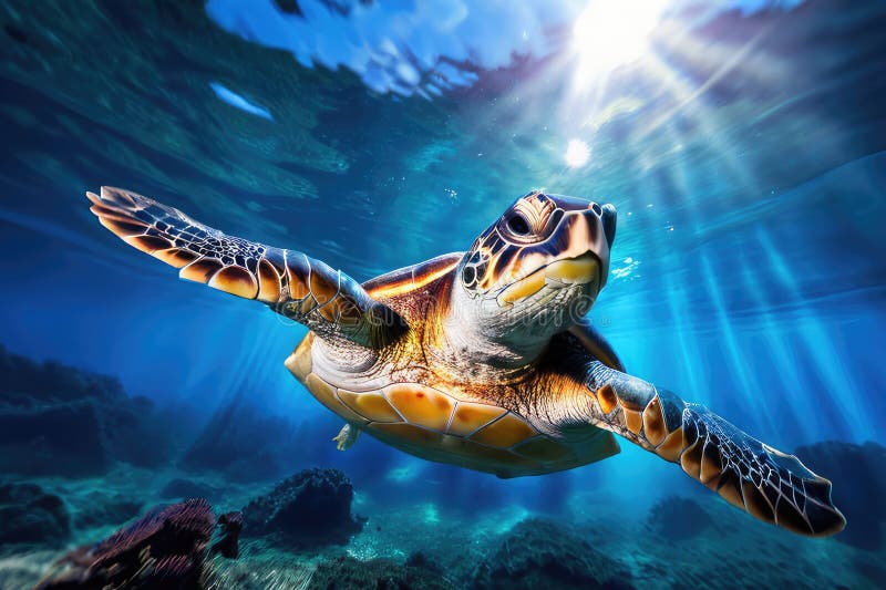 Funny Turtle Underwater World Stock Image - Image of life, scuba: 333121575