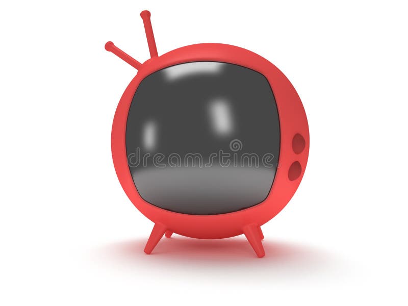 Funny TV with Antenna. 3d Render. Isolated. Stock Illustration ...