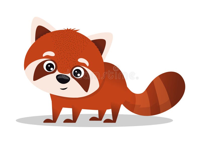 Funny Vector Red Panda Standing on Four Paws. Flat Cartoon Style Stock ...