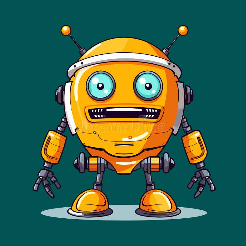 Funny Vector Robot Icon in Flat Style Isolated on Neutral Background ...