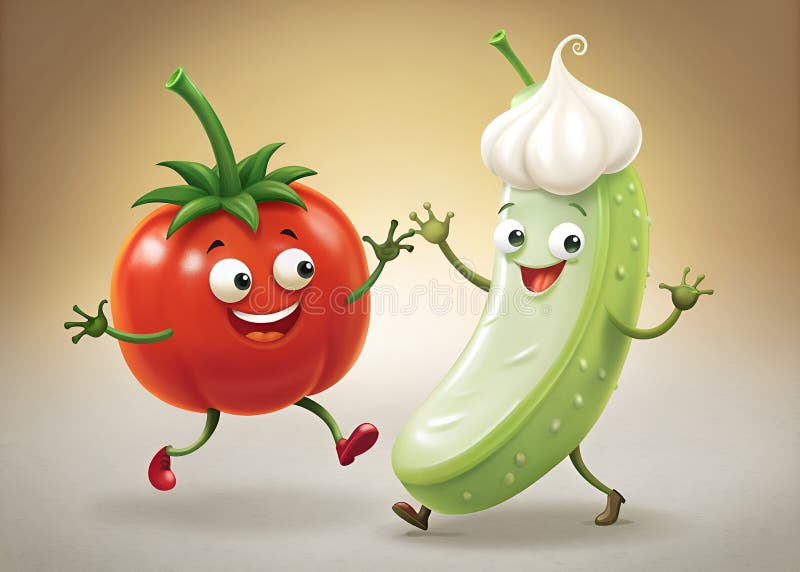 Funny Vegetables are Dancing. Stock Illustration - Illustration of ...