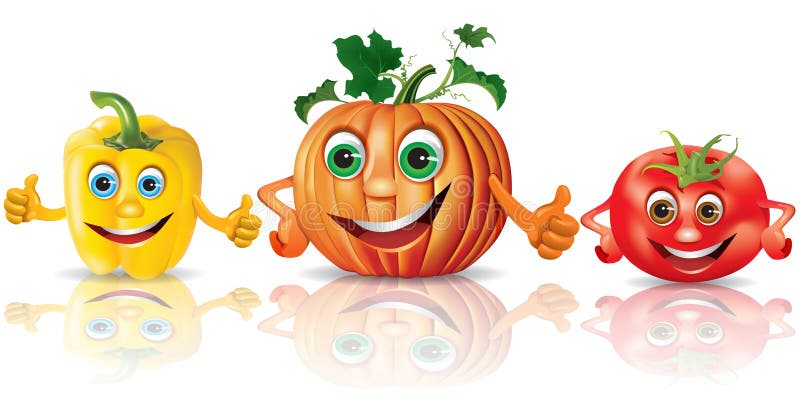 Funny Vegetables_paprika, Pumpkin, Tomato Stock Vector - Illustration ...