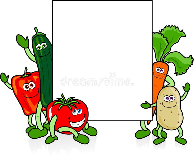 Funny vegetables with sign stock vector. Illustration of table - 14446301