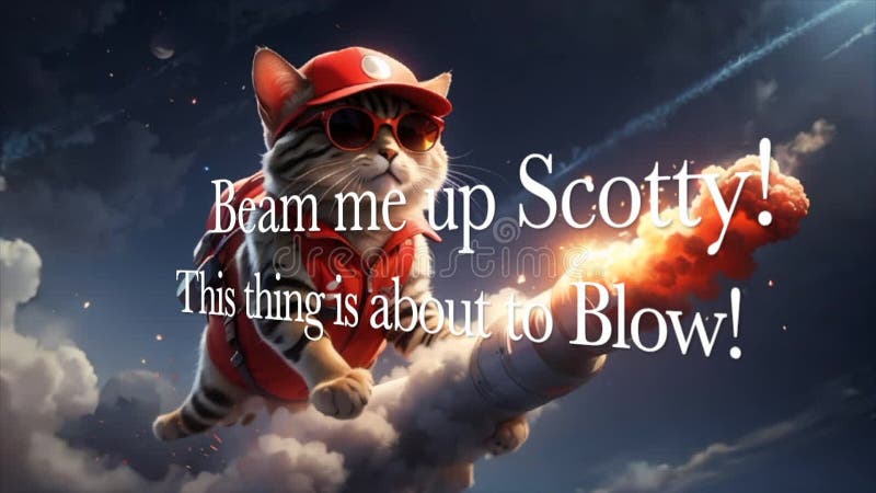 A Funny Video Clip of a Cat on an Exploding Rocket Blasting into Space ...