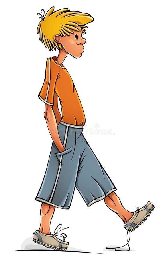 Funny walking boy. stock vector. Illustration of clipart - 26564127