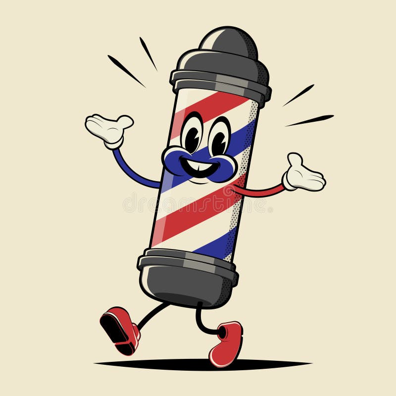 Cartoon Illustration of a Walking Barbershop Pole Stock Vector ...