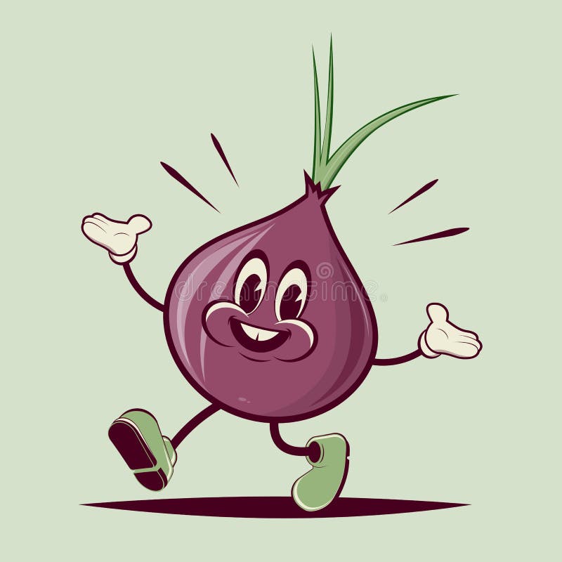 Retro Cartoon Illustration of a Happy Onion Stock Vector - Illustration ...