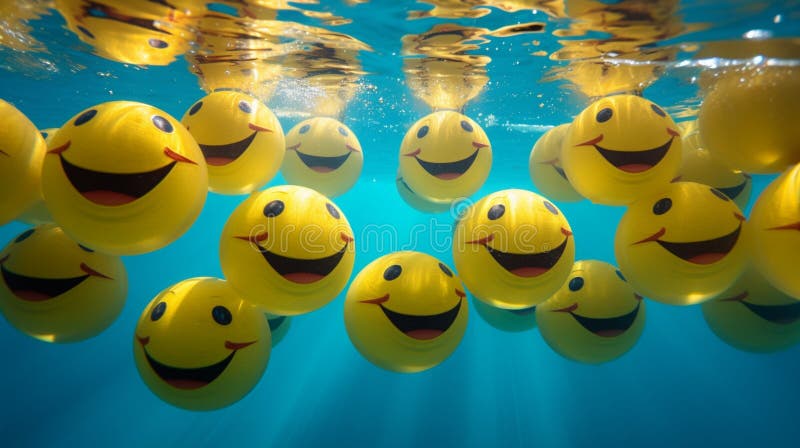 Funny Water Balls Arranged in a Pattern that Forms a Smiley Face ...