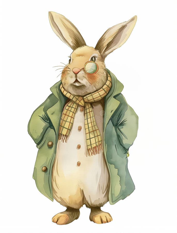 Funny Watercolor Fairy Tail Rabbit Illustration Stock Illustration ...