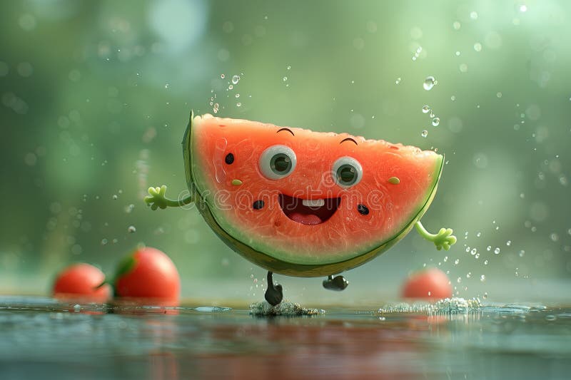 Funny Watermelon Character. 3d Illustration. Stock Illustration ...
