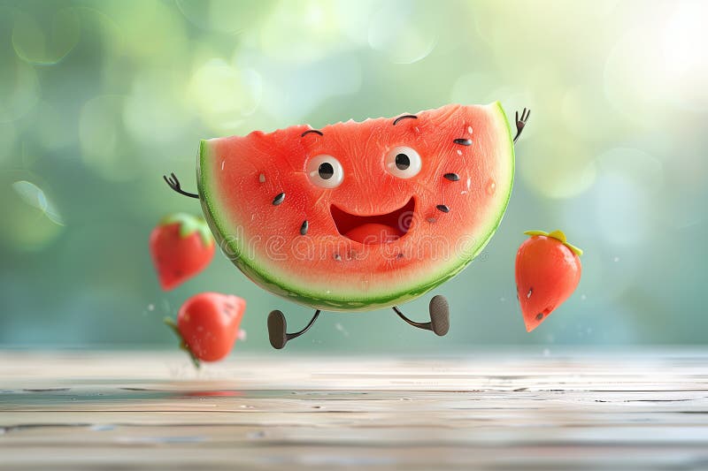 Funny Watermelon Character. 3d Illustration. Stock Illustration ...