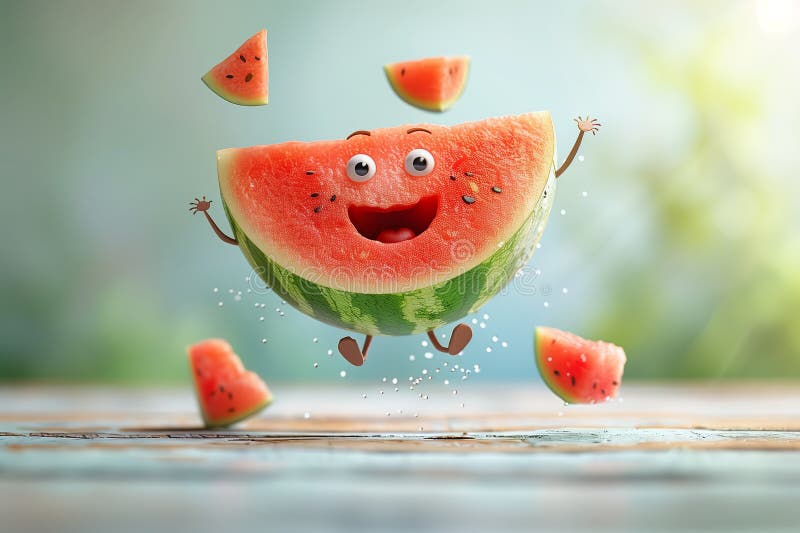 Funny Watermelon Character. 3d Illustration. Stock Illustration ...