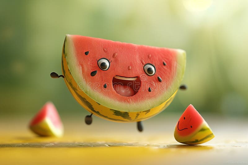 Funny Watermelon Character. 3d Illustration. Stock Illustration ...