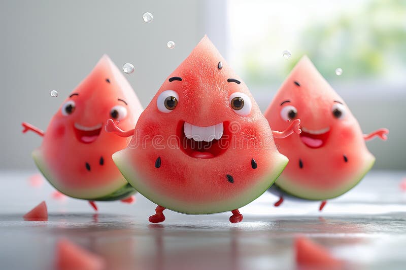 Funny Watermelon Character. 3d Illustration. Stock Illustration ...