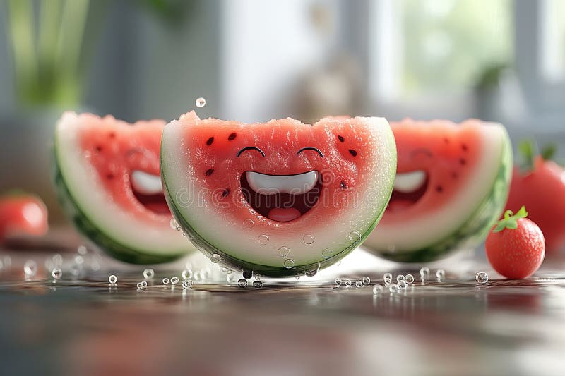 Funny Watermelon Character. 3d Illustration. Stock Illustration ...