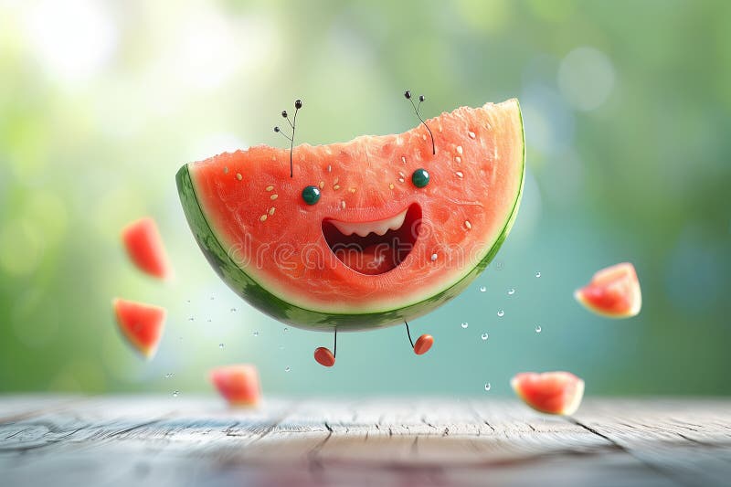 Funny Watermelon Character. 3d Illustration. Stock Illustration ...