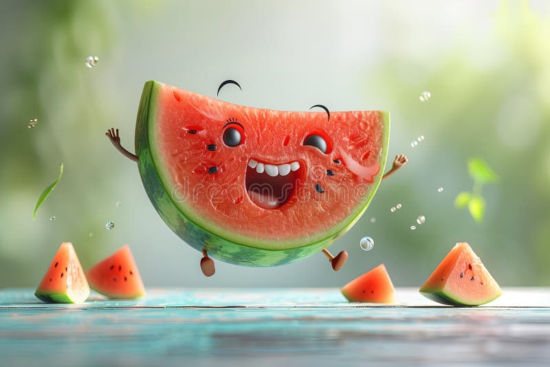 Funny Watermelon Character. 3d Illustration. Stock Illustration ...