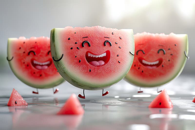 Funny Watermelon Character. 3d Illustration. Stock Illustration ...