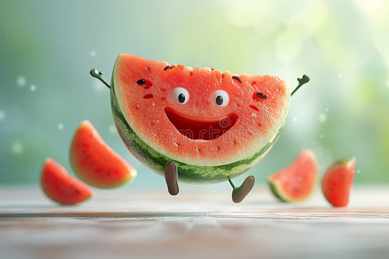 Funny Watermelon Character. 3d Illustration. Stock Illustration ...