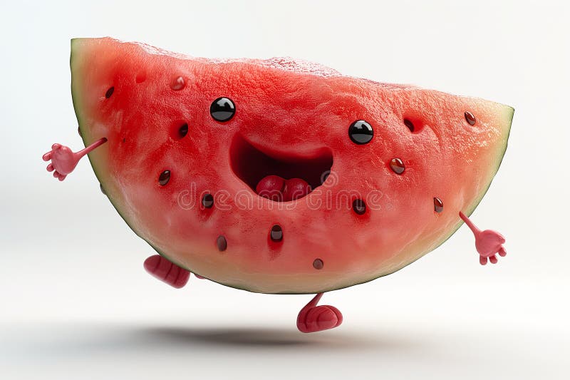 Funny Watermelon Character. 3d Illustration. Stock Illustration ...