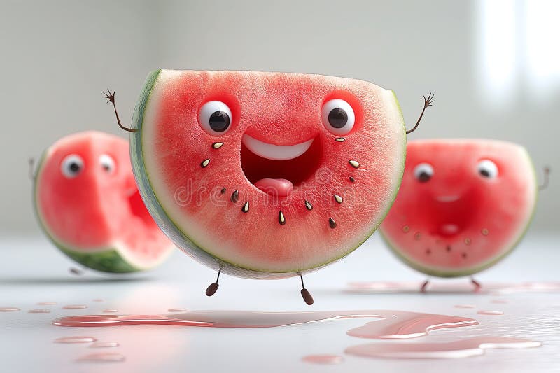 Funny Watermelon Character. 3d Illustration. Stock Illustration ...