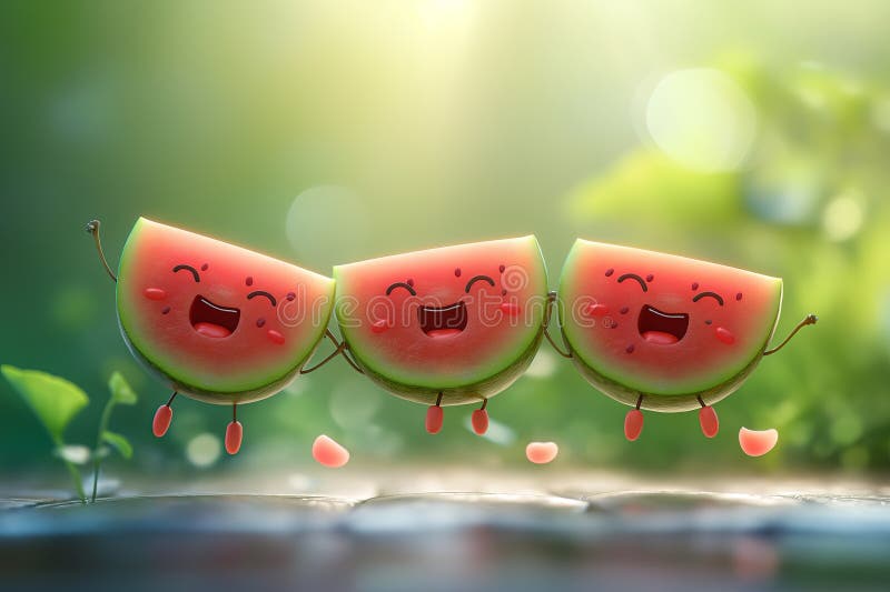 Funny Watermelon Character. 3d Illustration. Stock Illustration ...